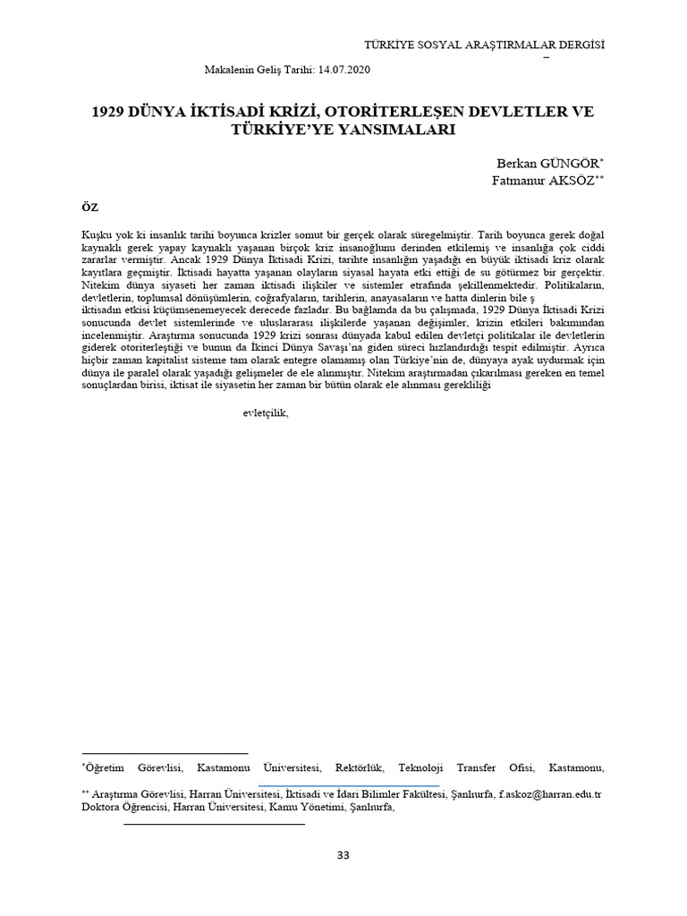 1929 D Nya KT Sad KR Z, Otor Terle en Devletler Ve T RK Ye Ye Yansimalari ( | PDF