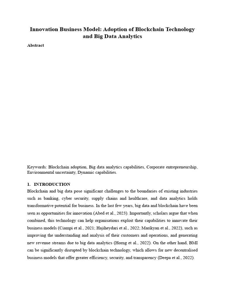 Innovation Business Model Adoption of Blockchain Technology 1vyho27bev ...