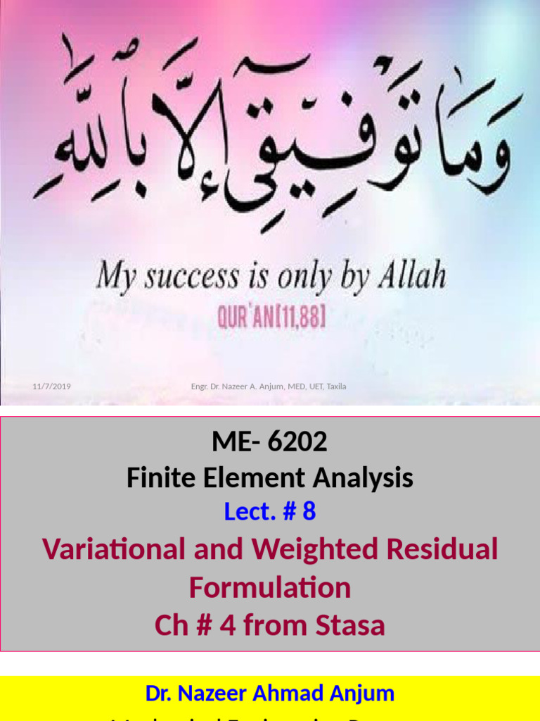 Variational Calculus in Finite Element Analysis | PDF | Calculus Of ...