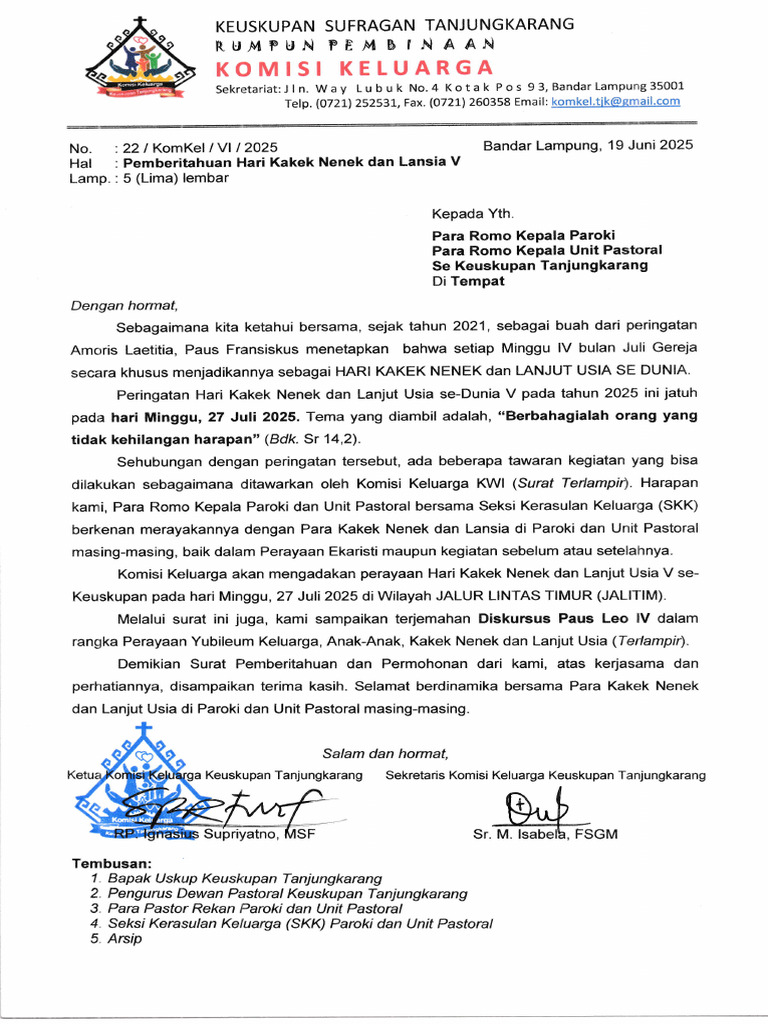 Surat Hari Kakek Nenek Dan Lansia V 2025 | PDF