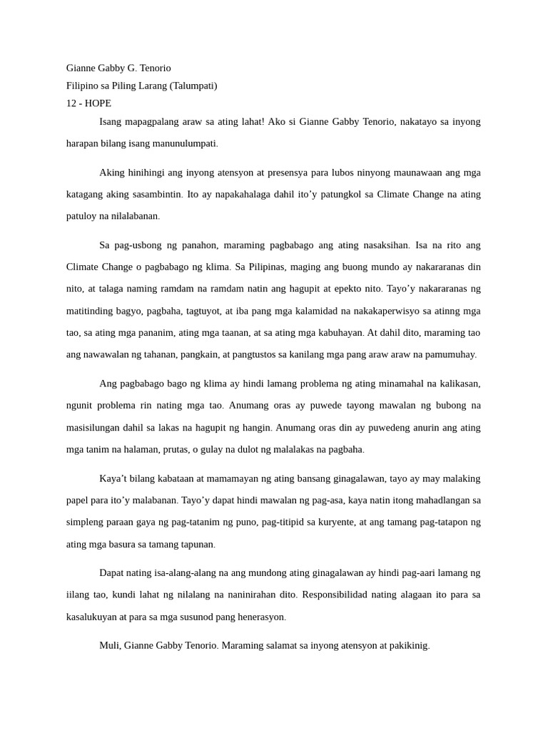 Talumpati (FILRANG) | PDF