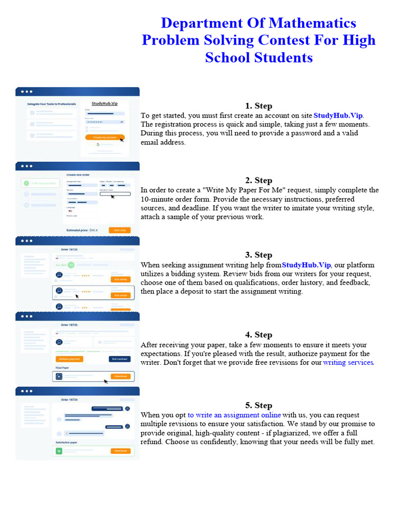 Department of Mathematics Problem Solving Contest For High School ...