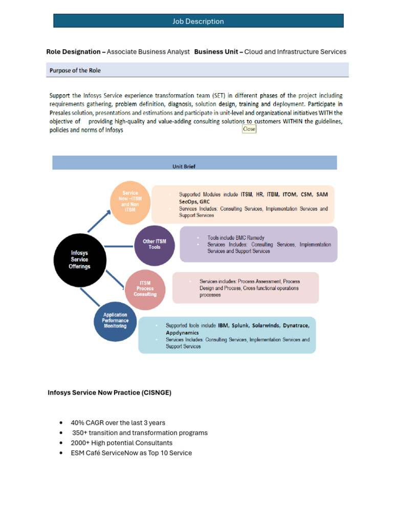CIS - ServiceNow Job Description | PDF