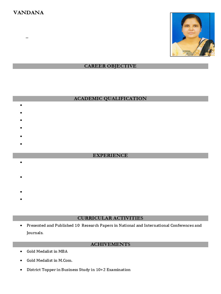 Vandana Mam Resume | PDF