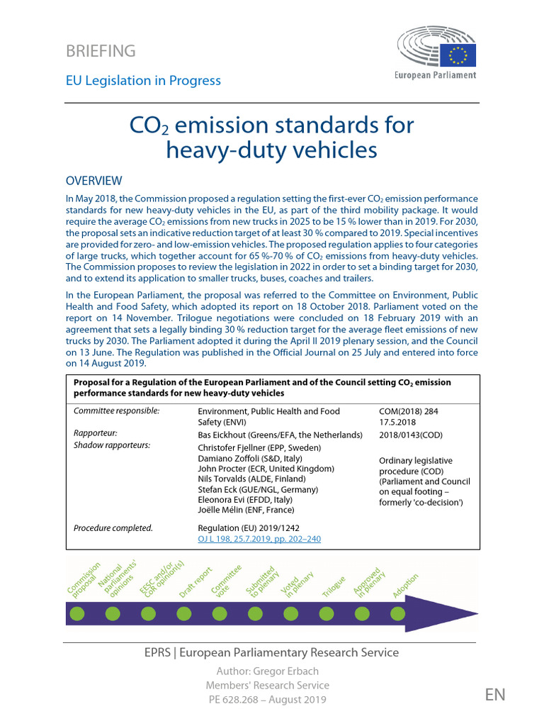 EU CO2 Standards for Heavy-Duty Vehicles | PDF | Emission Standard ...