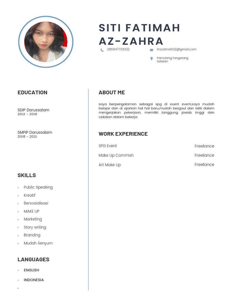 Siti Fatimah Az-Zahra CV | PDF