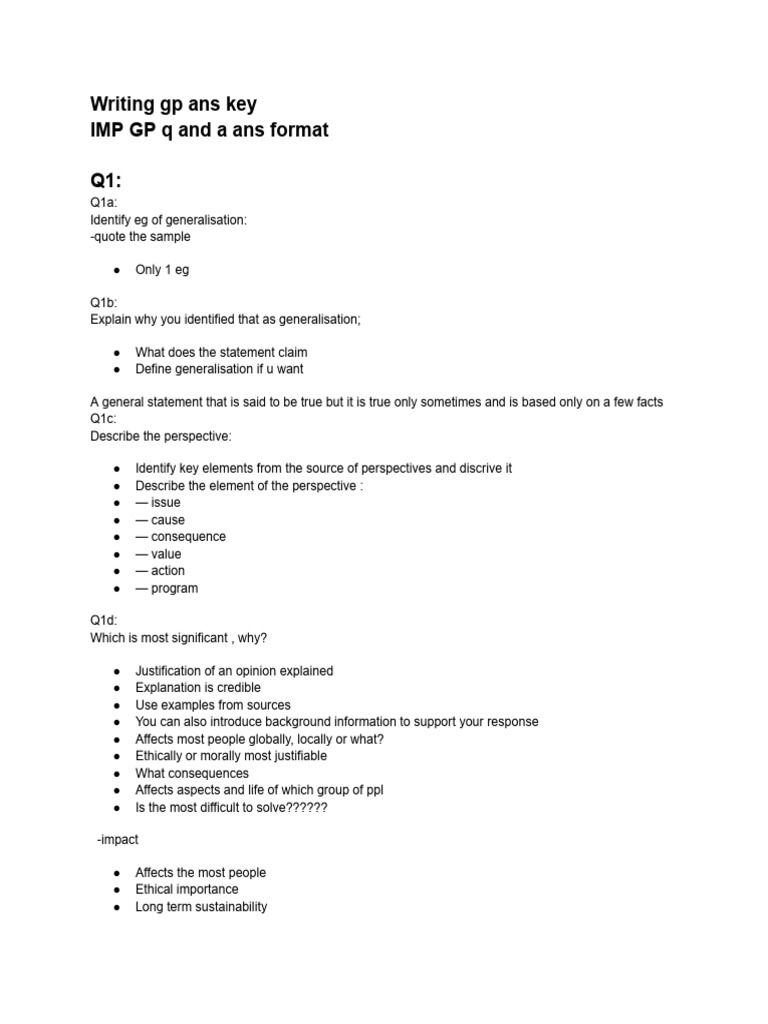 General Paper Q&A Format Guide | PDF | Argument | Reason