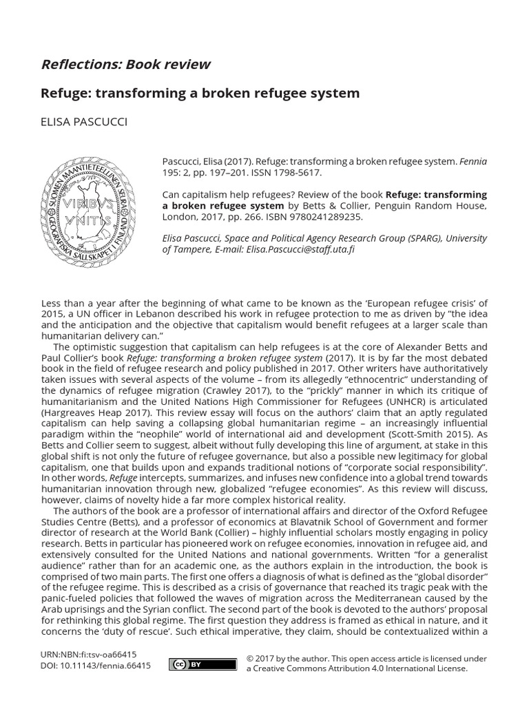 Refuge Transforming A Broken Refugee System | PDF | Refugee | Refugees Of The Syrian Civil War