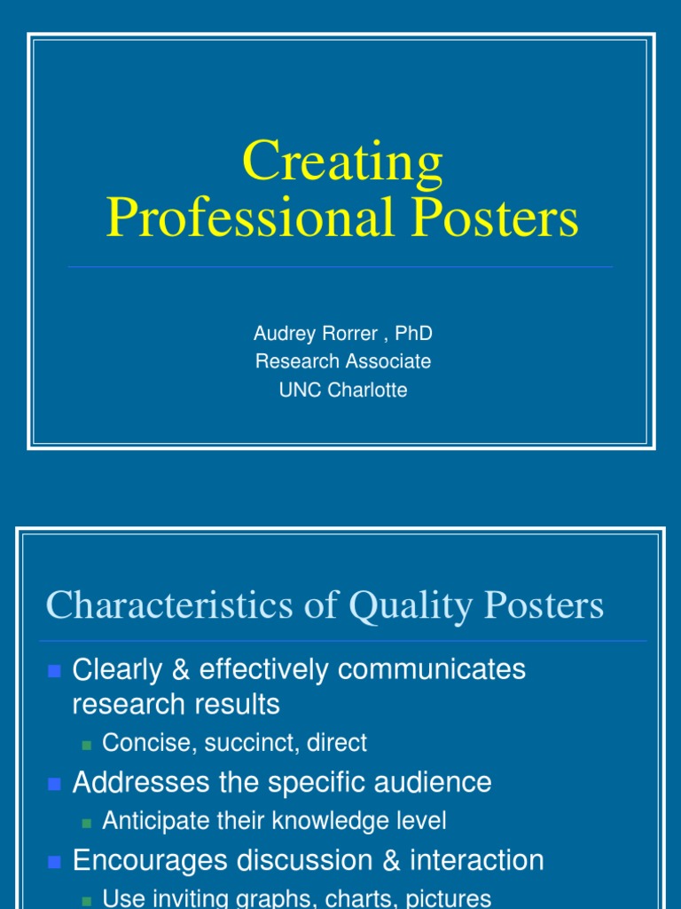Creating Professional Posters: Audrey Rorrer, PHD Research Associate ...