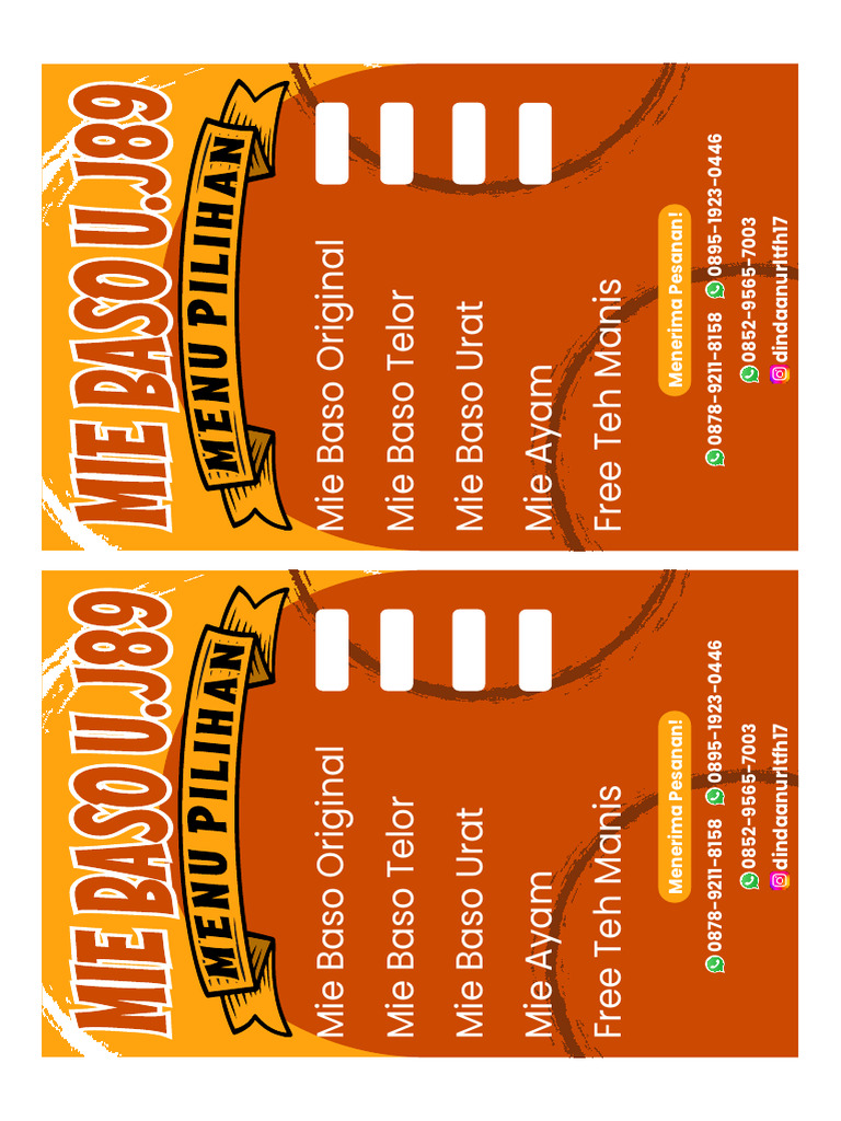 Nono Mie Baso Uj89 Menu Ap260 3pcs | PDF