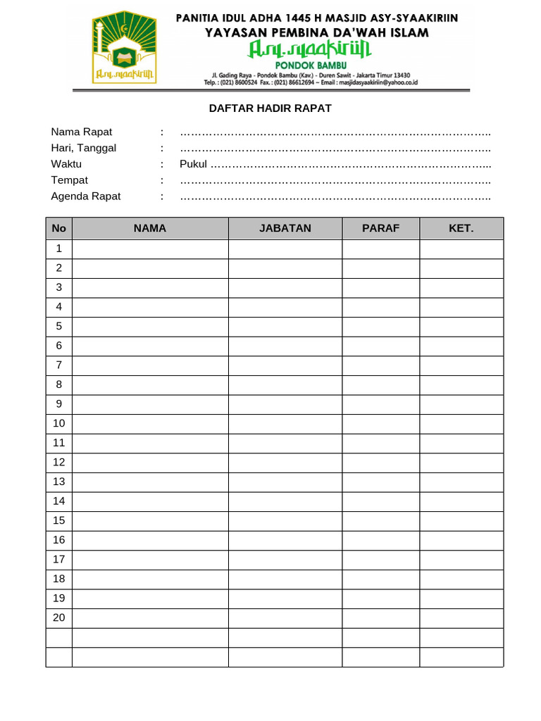 Daftar Hadir Rapat | PDF