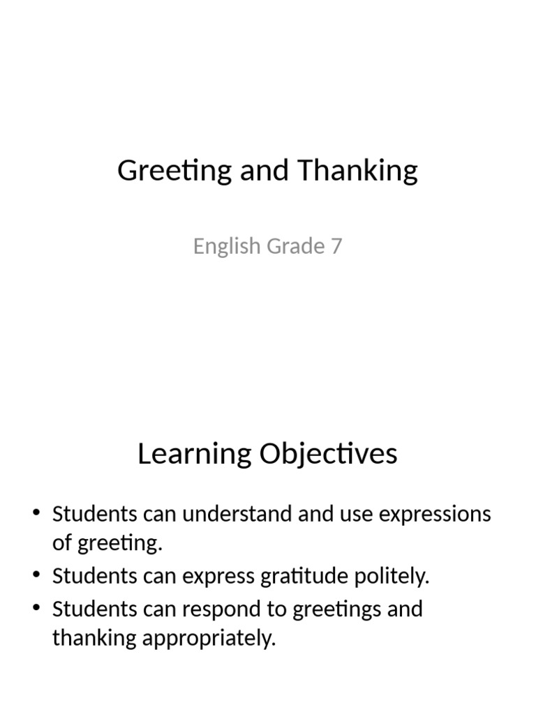 Greeting and Thanking Skills for Students | PDF