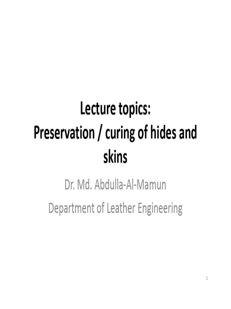 Preservation and Curing of Hides | PDF | Food Preservation | Proteolysis