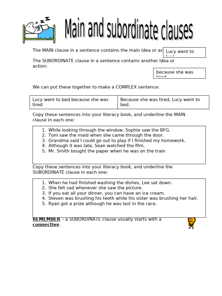 Main Subordinate Clauses | PDF