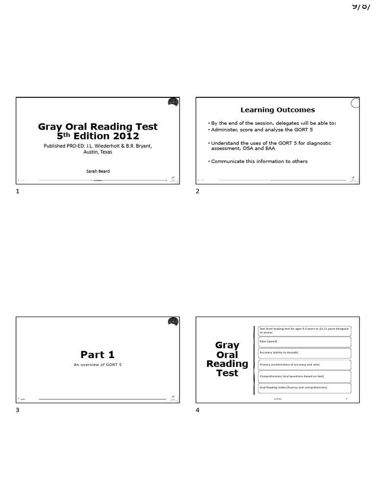 Gray Oral Reading Test 5th Edition Guide | PDF | Accuracy And Precision ...