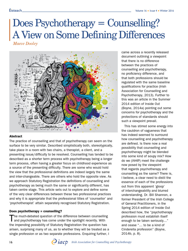 Does Psychotherapy Counselling A View On Defining Differences by Maeve ...