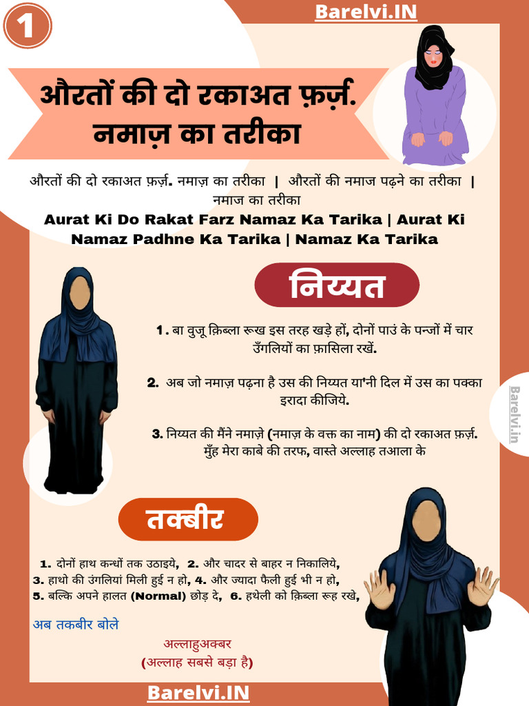 Aurat Ki Do Rakat Farz Namaz Ka Tarika | PDF