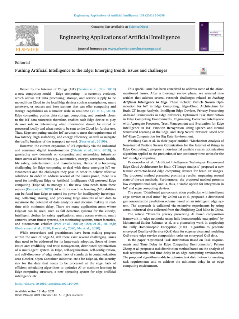 Pushing Artificial Intelligence To The Edge Emerging Trends Issues and Challenges | PDF ...