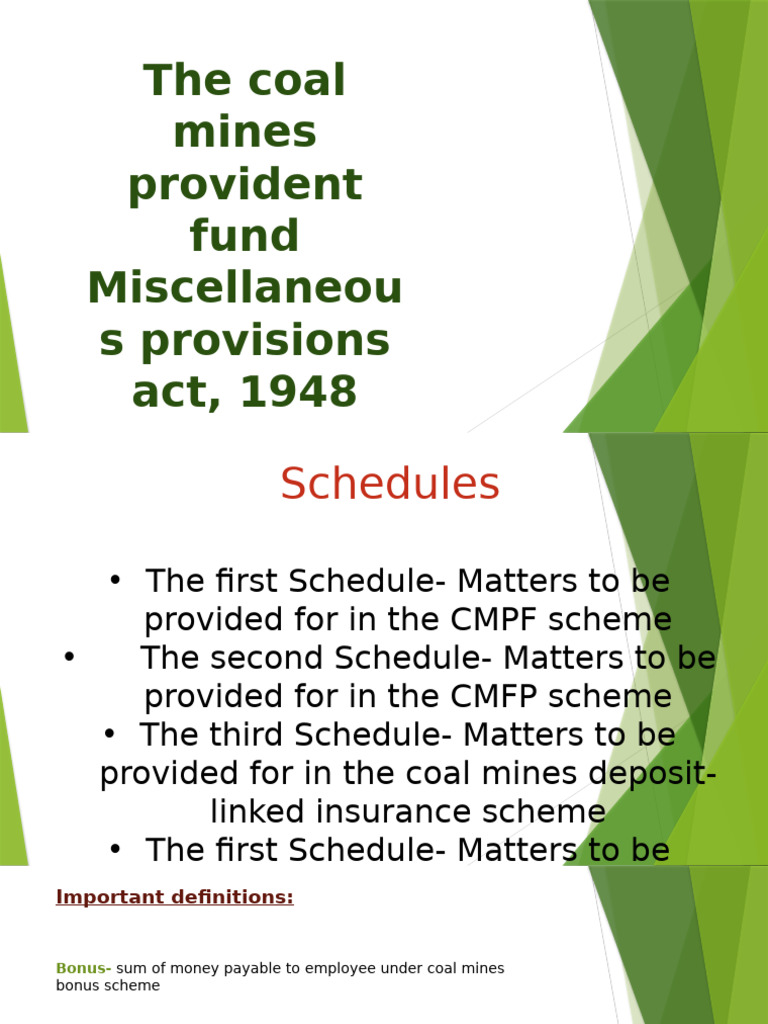 CMPF Act Overview and Provisions | PDF