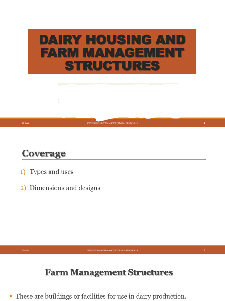 Dairy Housing and Farm Management Structures- Tabby Suepdf | PDF | Hay ...