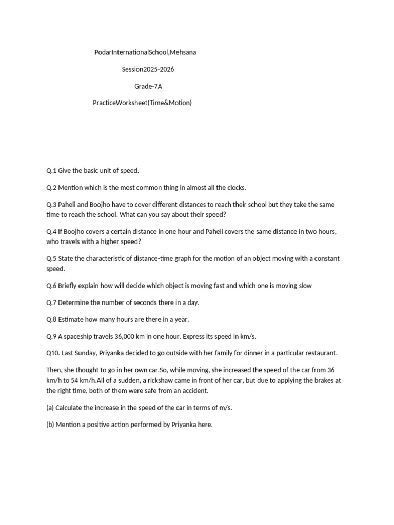 Corrected PIS Worksheet Time and Motion | PDF