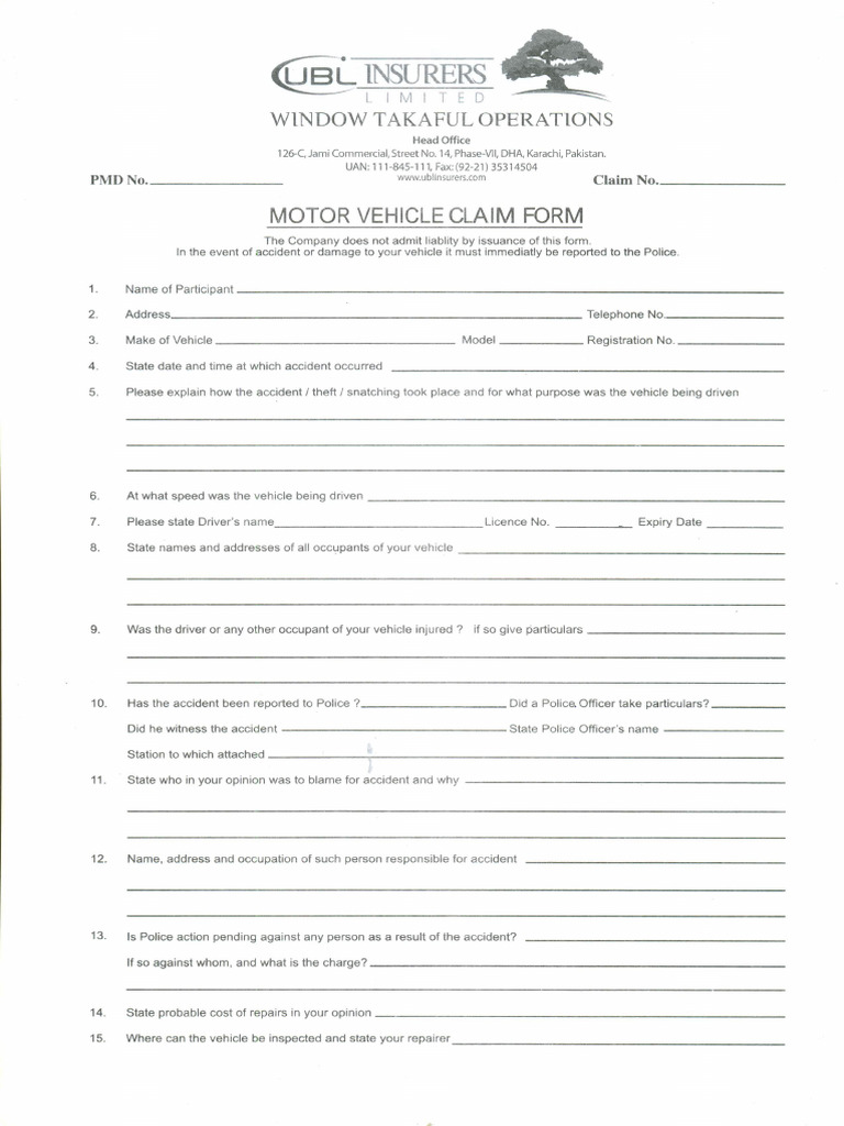 Ubl Takaful Claim Form | PDF