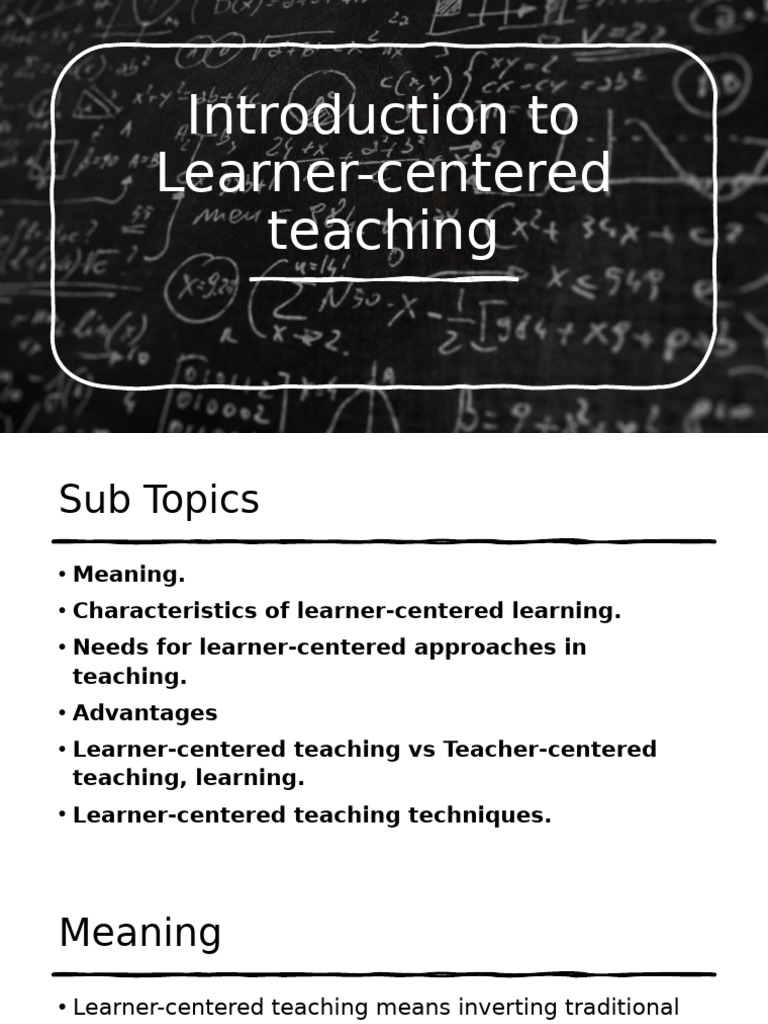 Introduction To Learner Centered Teaching | PDF