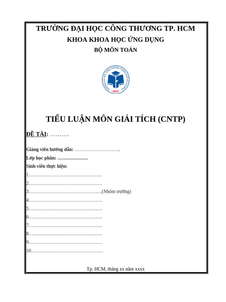 Bia Tieu Luan Giải Tích (Cntp) | PDF