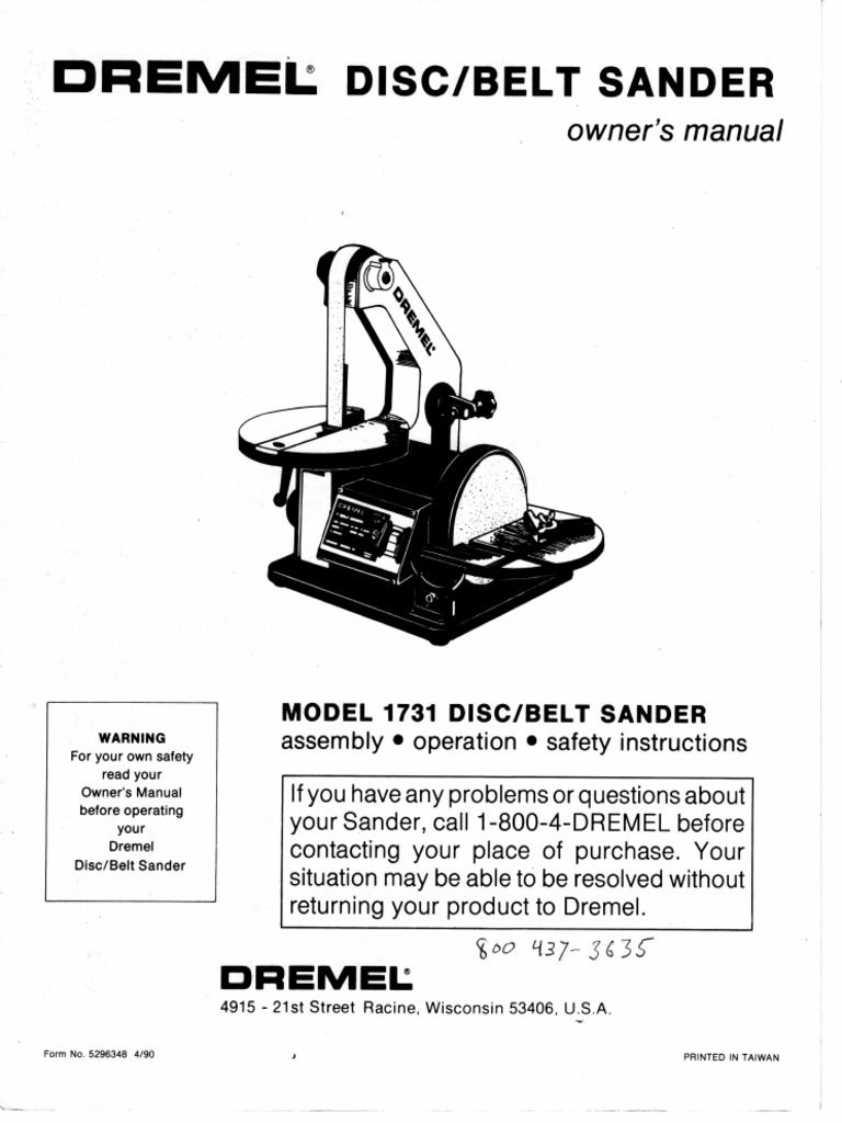 Dremel Model 1731 BeltDisc Sander Manual | PDF