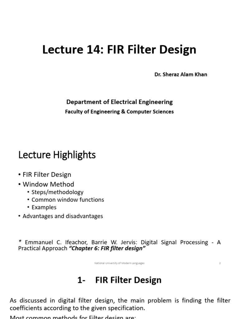 FIR Filter Design Using Window Method | PDF | Filter (Signal Processing ...