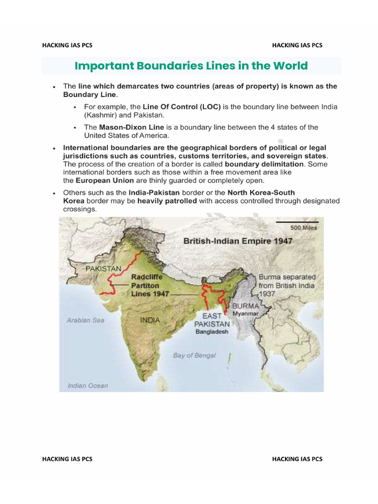 Borders Between Countries For BPSC | PDF