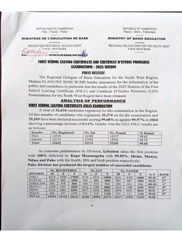 Release of 2025 FSLC & Cep Results SWR | PDF