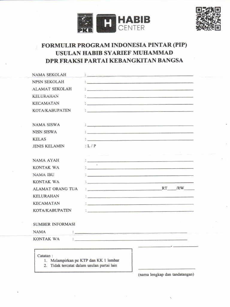 Formulir PIP PKB20250417 - 14015143 | PDF