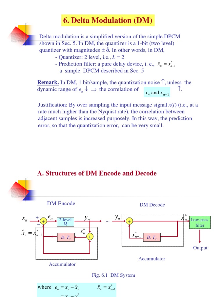 6. Delta Modulation (DM) : δ. In other words, in DM, | Download Free PDF | Signal To Noise Ratio ...