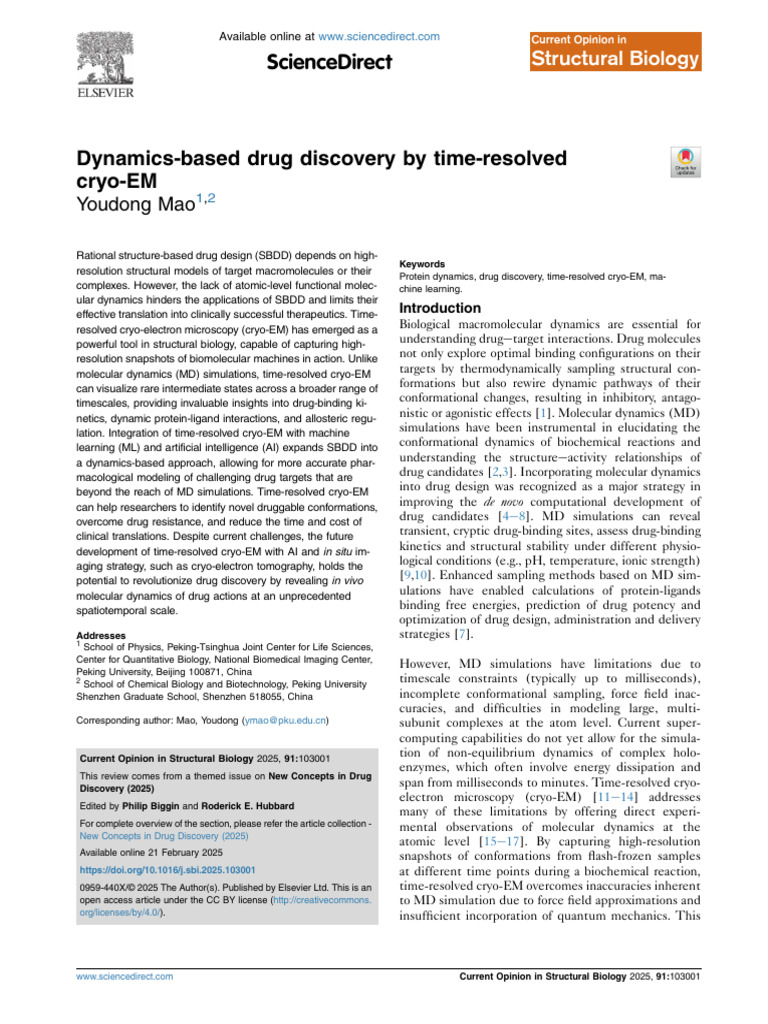 Dynamics Based Drug Discovery by Time Reso 2025 Current Opinion in ...