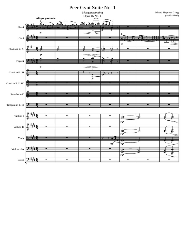 Peer Gynt Suite No. 1 Morning Mood | PDF | Musical Compositions ...