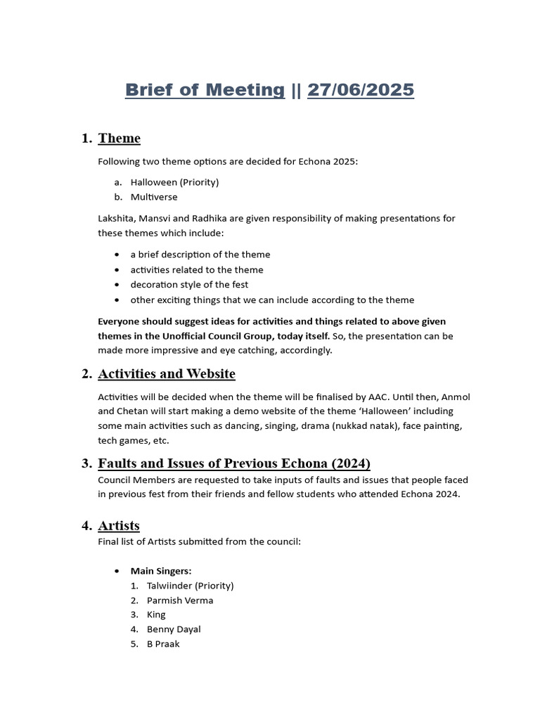 Brief of Meeting (27!06!2025) | PDF