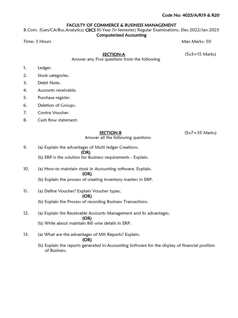 BCOM - Computerized Accounting | PDF