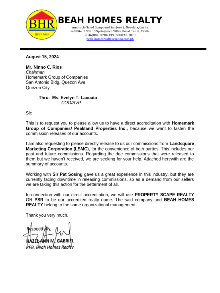 BHR Letter To Ppi | PDF