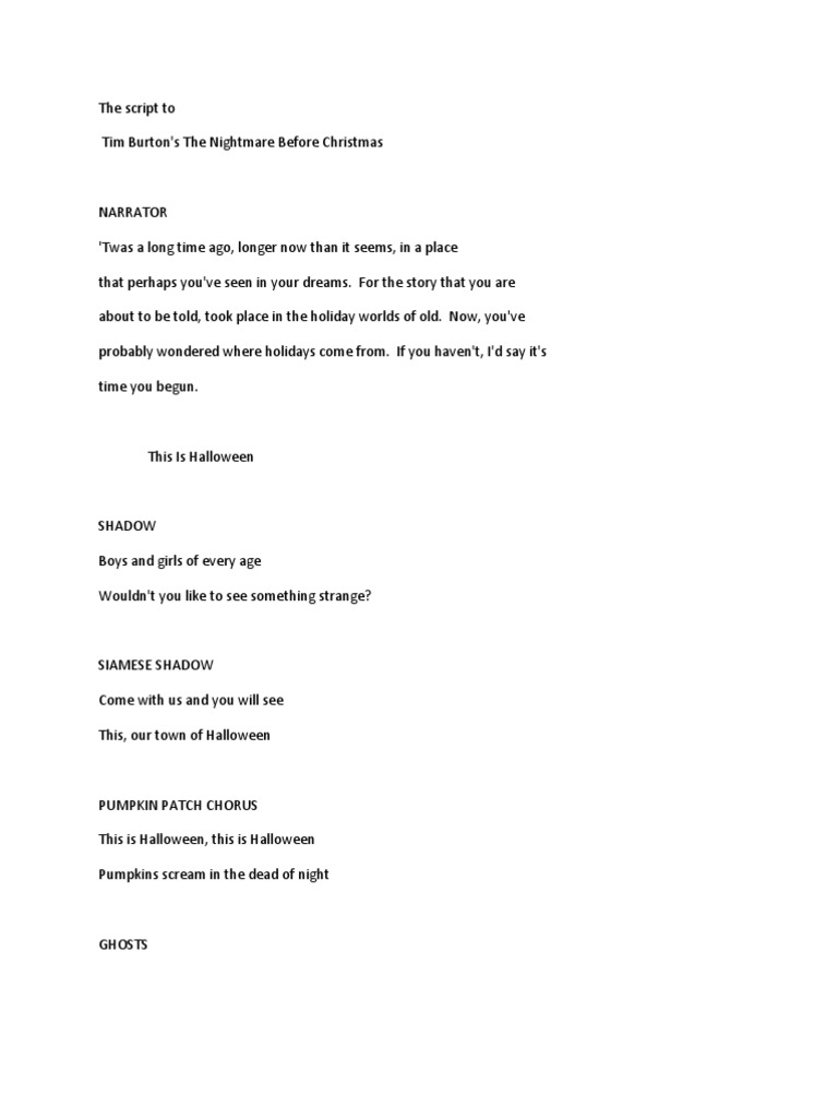 Nightmare Before Christmas Script | PDF | Santa Claus | Halloween