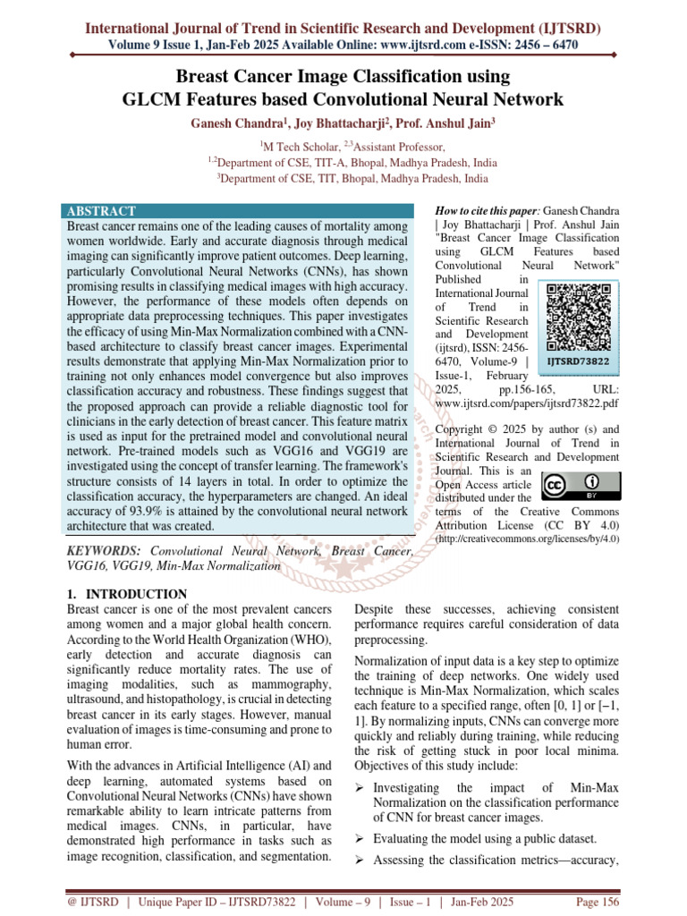Breast Cancer Image Classification Using Glcm Features Based Convolutional Neural Network Pdf