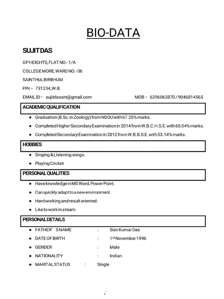 Sujit Biodata2.0 | PDF