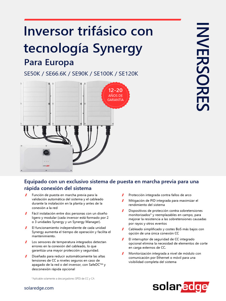 Se Three Phase Inverter With Synergy 400v 480v Datasheet Sp | PDF | Corriente continua | Equipo