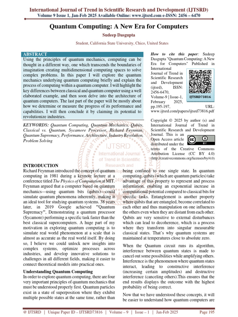 Quantum Computing A New Era For Computers | PDF | Quantum Computing | Physics