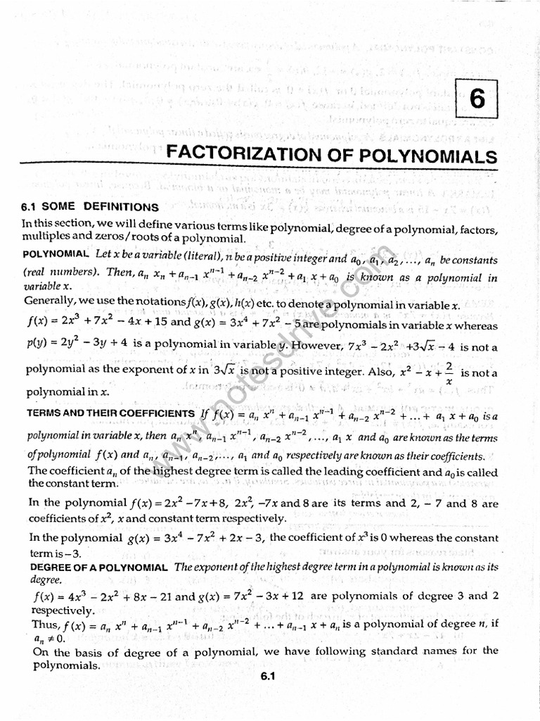 Factorisation of Polynomials | PDF