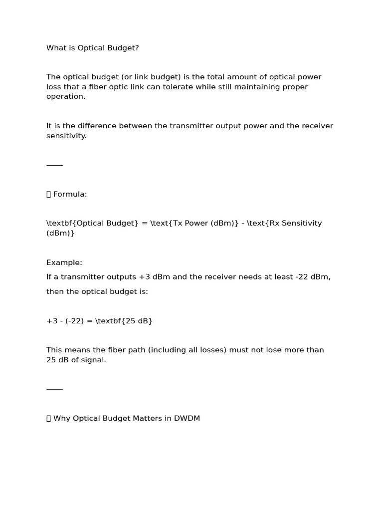What is Optical Budget | PDF
