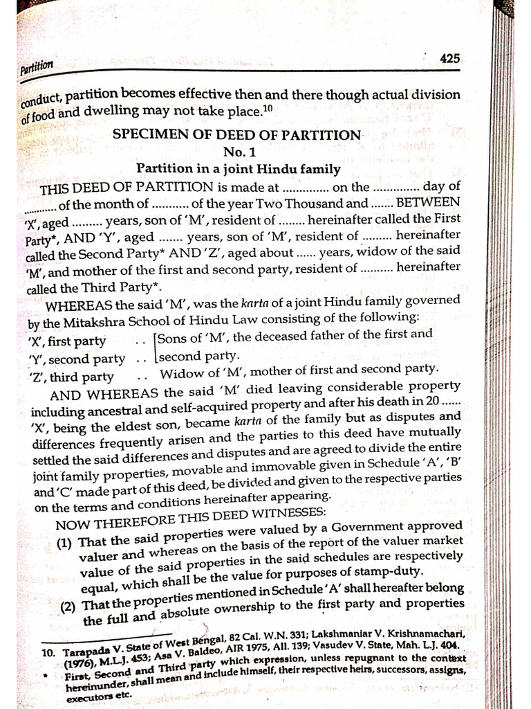 Partition Deed | PDF