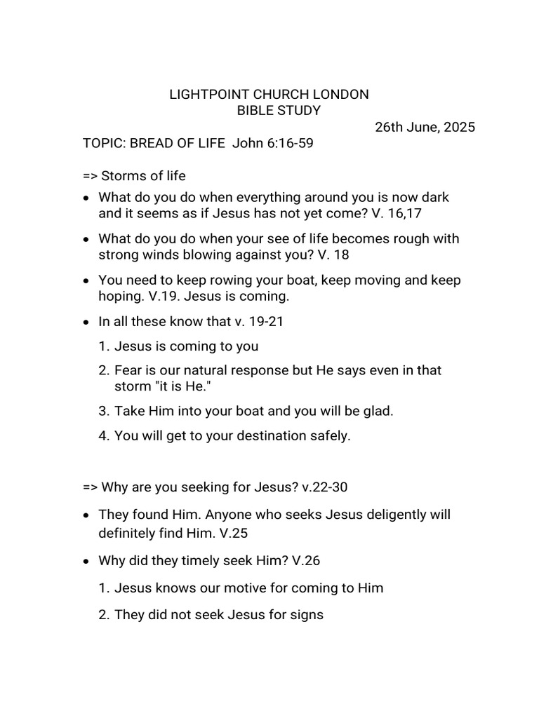 Bread of Life: A Bible Study Guide | PDF