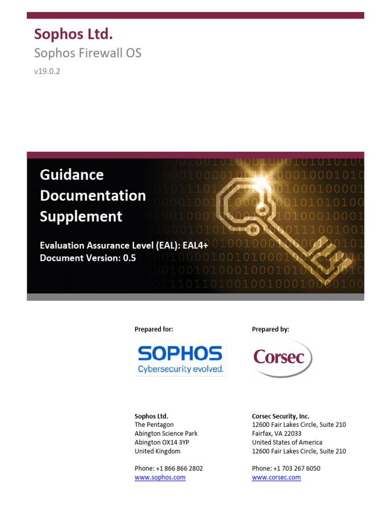 Sophos Firewall OS v19.0.2 Guidance Supplement v0.5 | PDF | Public Key Certificate | Booting