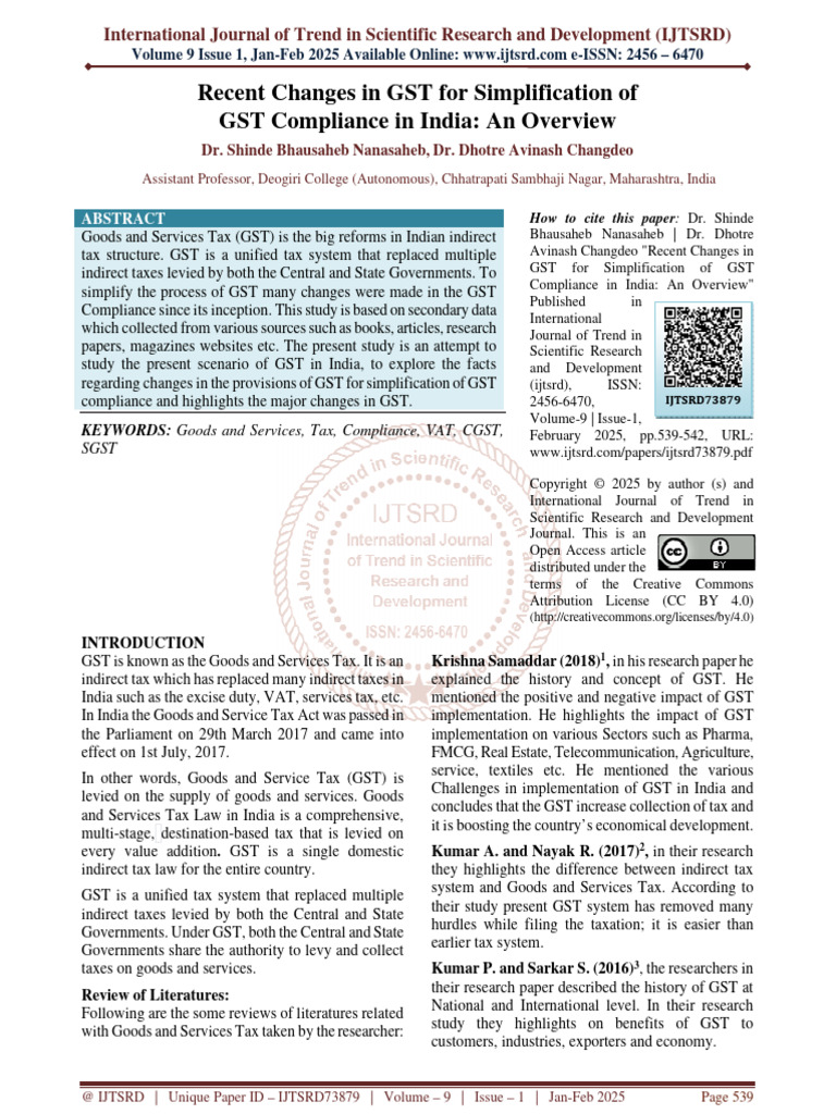 GST Compliance Simplification in India | PDF | Taxes | Indirect Tax